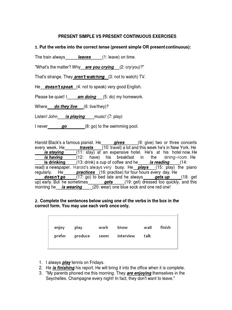 Presente Simple y Progresivo | PDF | Foreign Language Studies