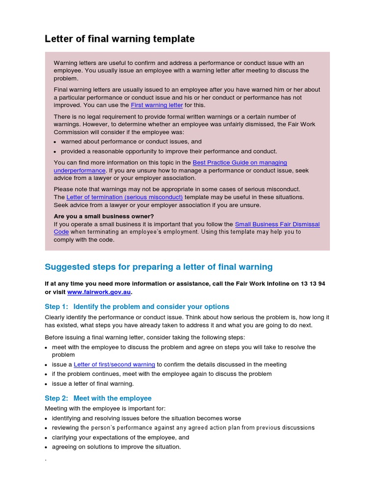 Final Warning Letter Template Guide | PDF | Employment | Government