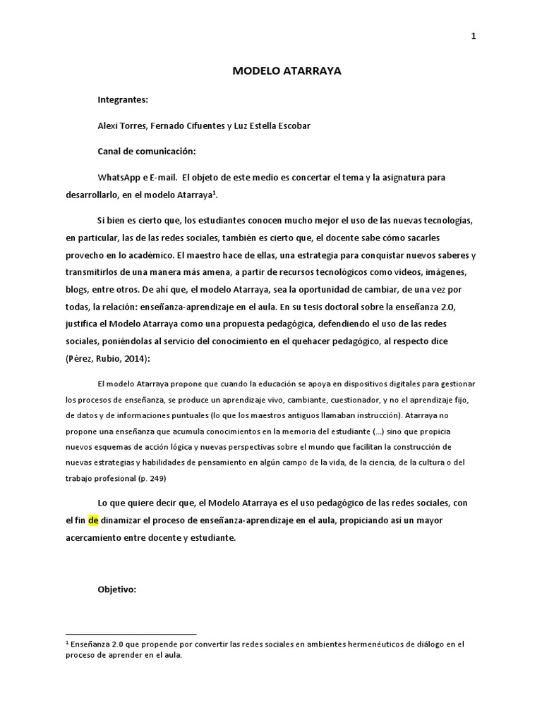 Modelo Atarraya Lee | PDF | Servicio de redes sociales | Aprendizaje