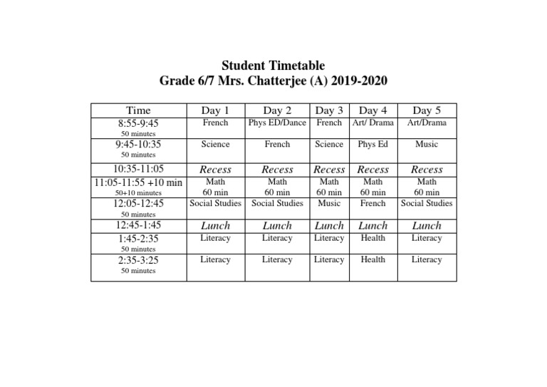 Student Timetable | PDF