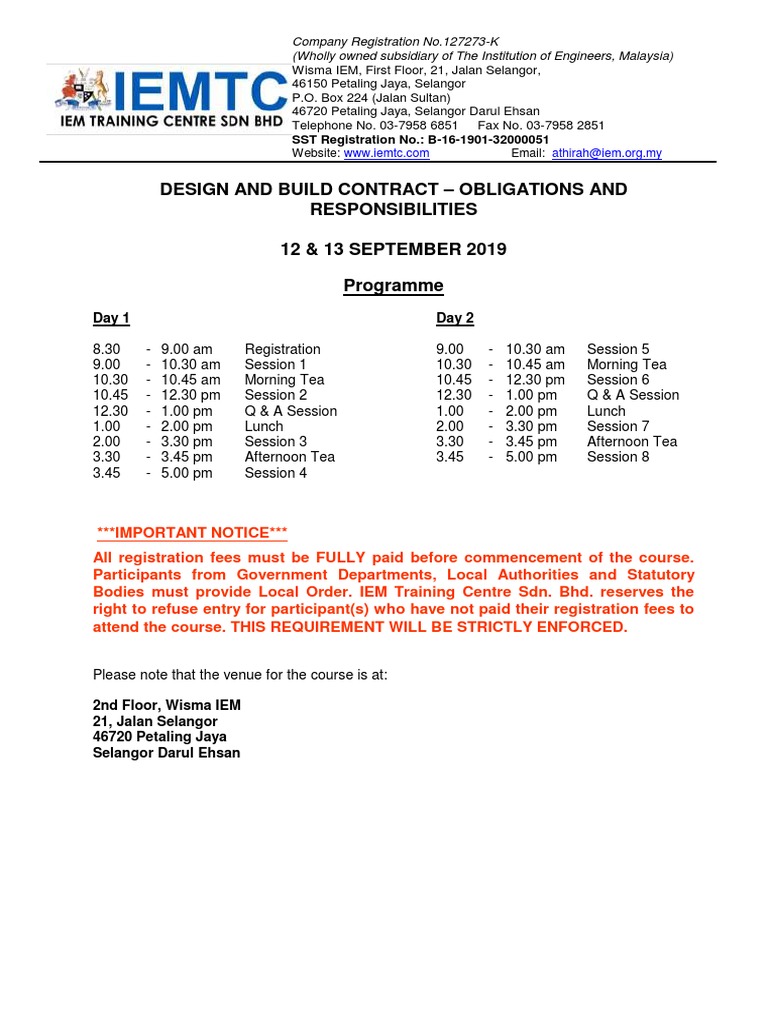 Design and Build Contract Course | PDF