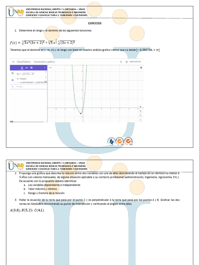 Ejercicios y Gráficas Tarea 1_b | PDF | Función (Matemáticas) | Enseñanza de matemática