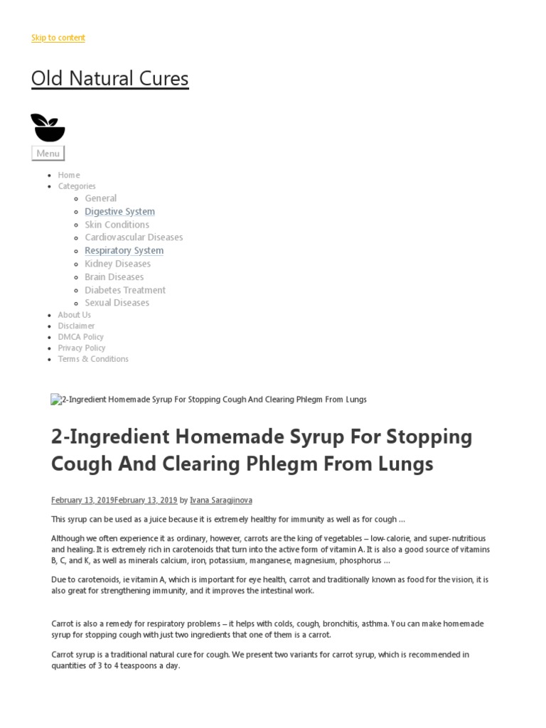 2-Ingredient Homemade Syrup For Stopping Cough and Clearing Phlegm From ...