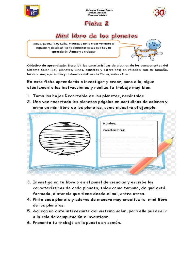 Ficha 2 Mini Libros de Planetas | PDF
