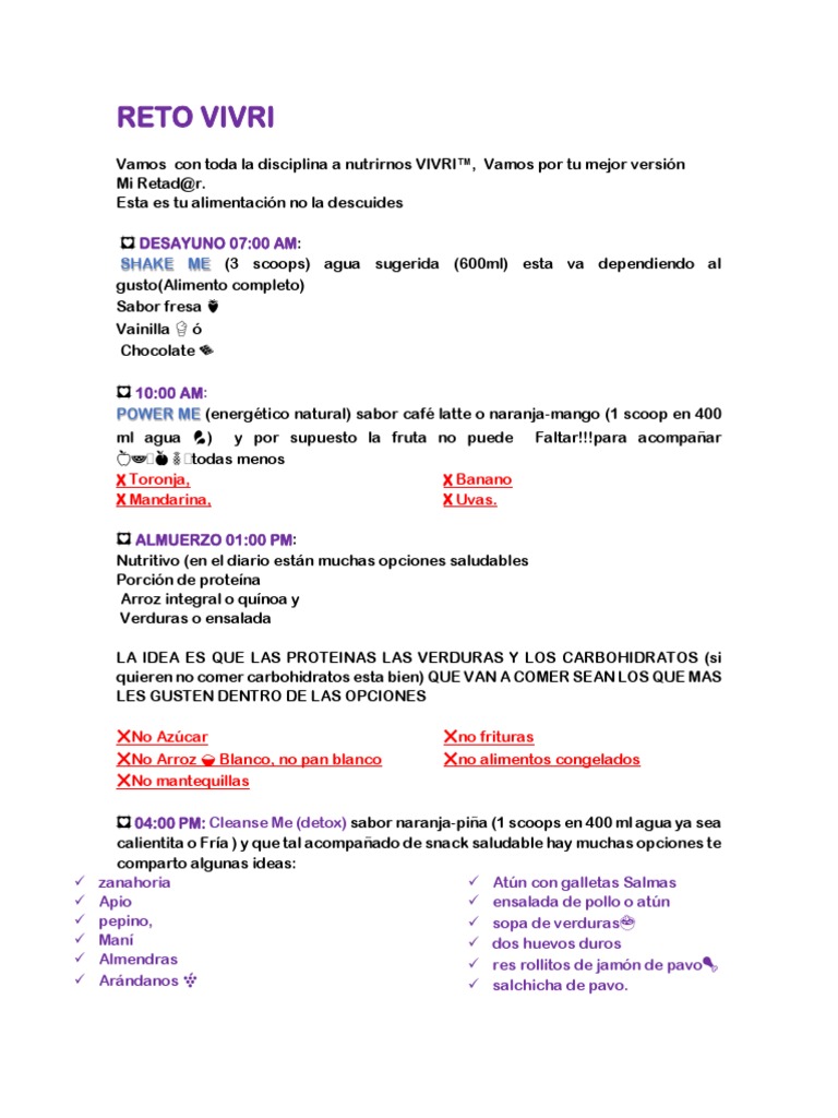 Reto Vivri Liv Luisa Tovar | PDF | ensalada | Alimentos