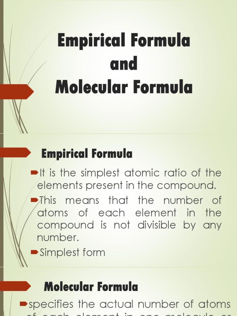 Empirical Formula and Molecular Formula | PDF | Mole (Unit) | Molecules