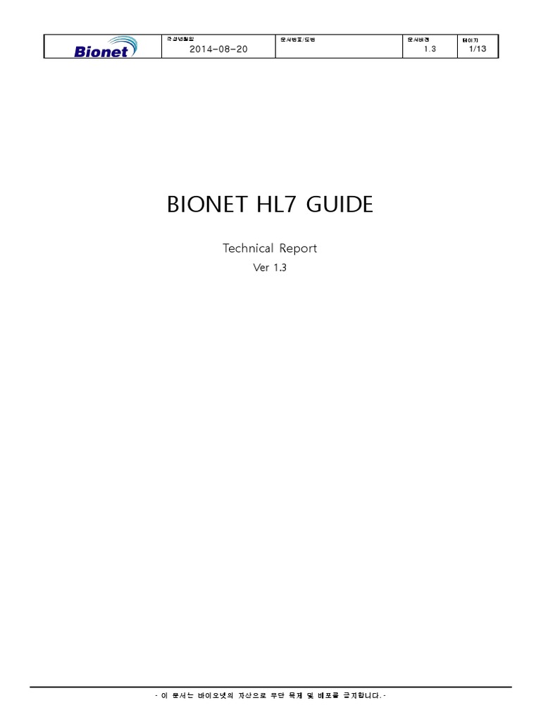 Bionet Hl7 Guide Report - Ver1.3 - Eng (140911) | PDF | Blood Pressure ...