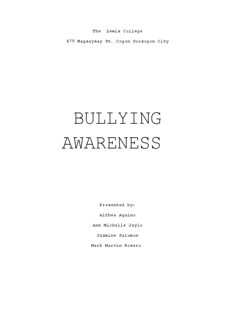Bullying Awareness (2017) | PDF | Bullying | Aggression