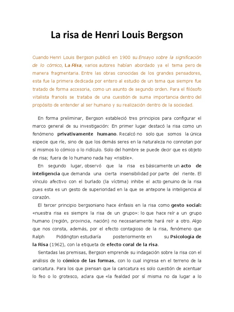 La Risa Según Bergson | PDF | La risa | Henri Bergson