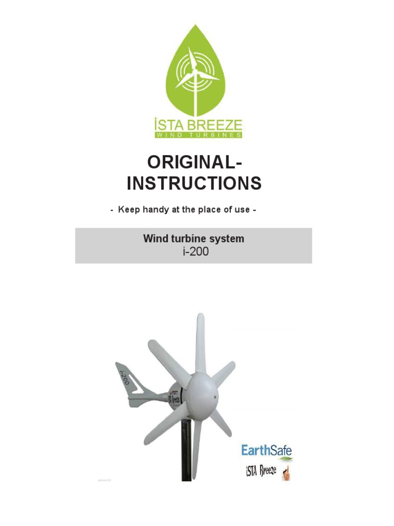 I200 Wind Turbine Manual Book | PDF | Wind Turbine | Wind Power