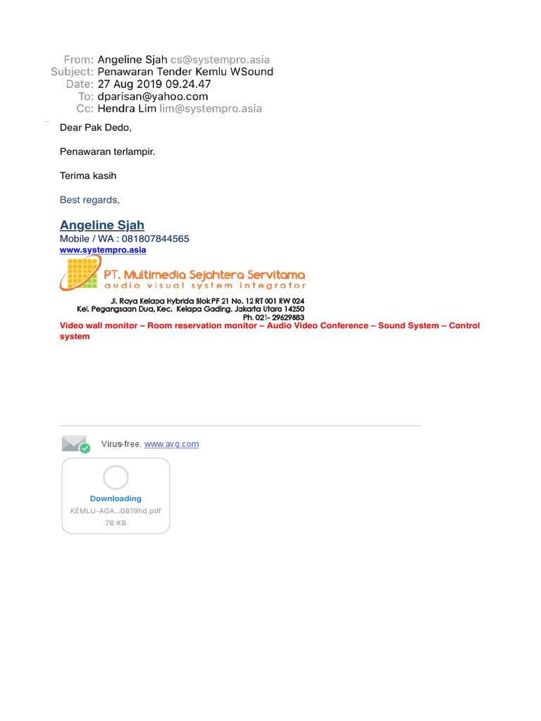 Penawaran Tender Kemlu WSound | PDF