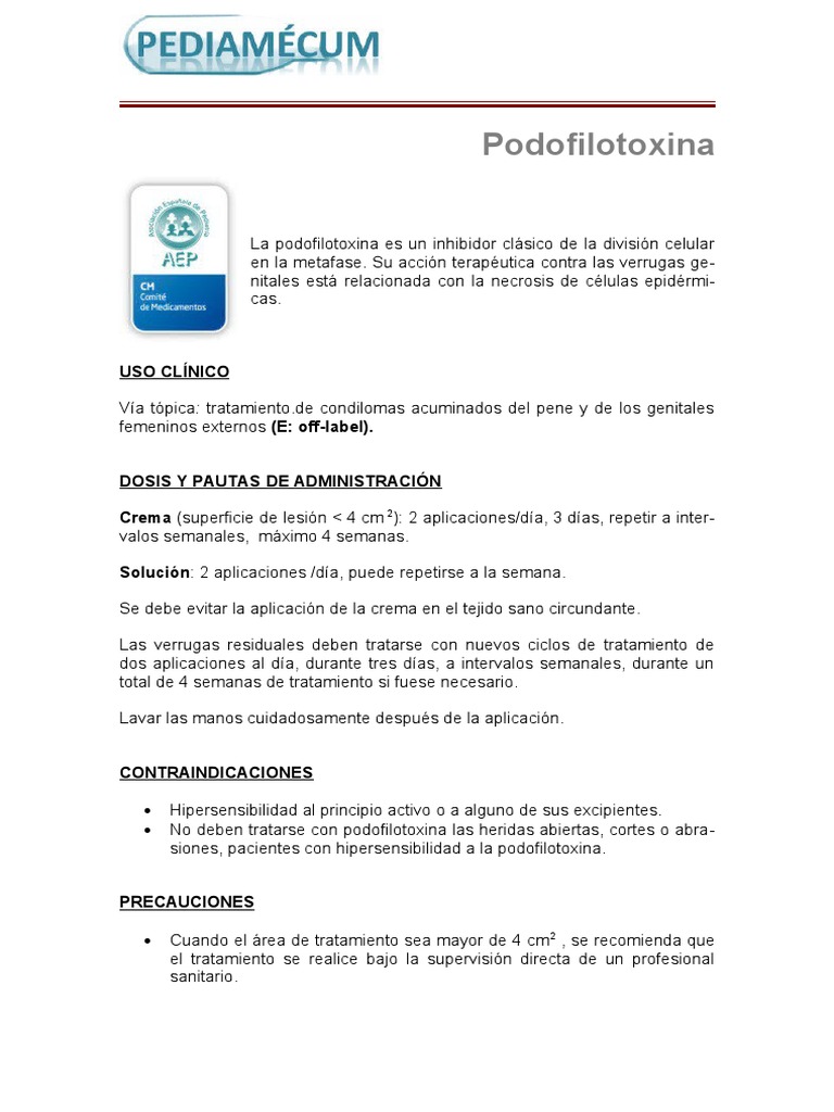 Uso Tópico de Podofilotoxina para Verrugas Genitales | PDF ...