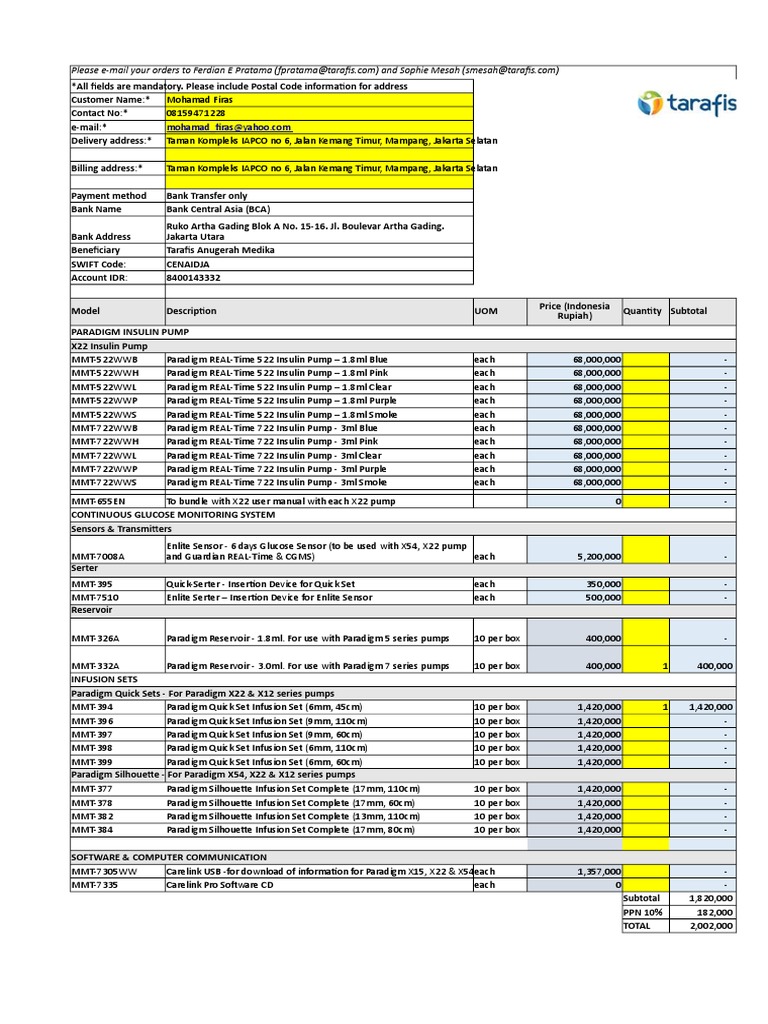 Order Form | PDF | Diabetes | Disorders Of Endocrine Pancreas