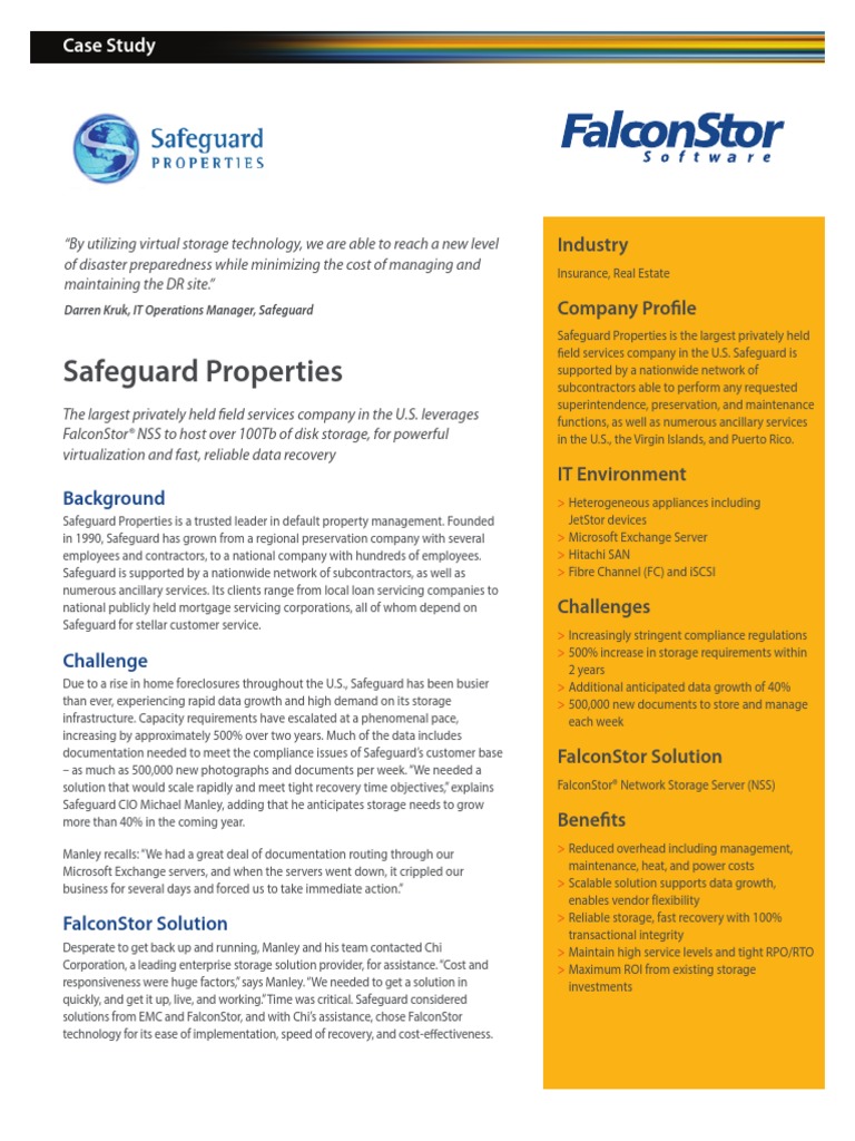Safeguard Properties: Case Study | PDF | Disaster Recovery | Computer ...