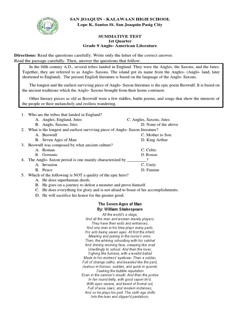 Read The Passage Carefully. Then, Answer The Questions That Follow ...