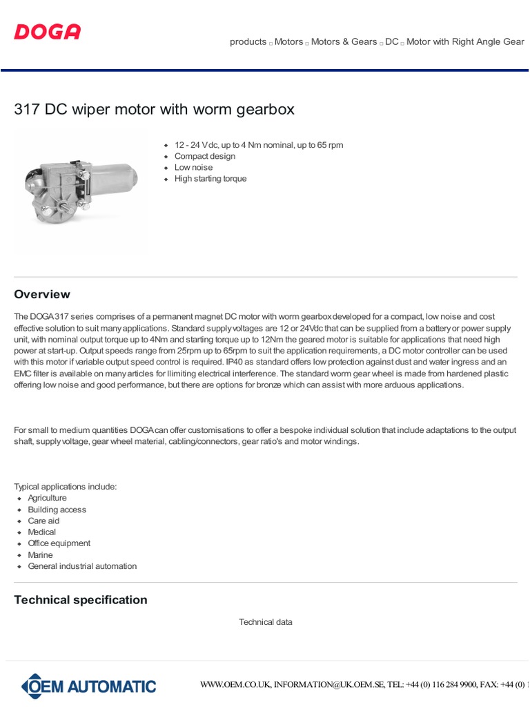 OEM AUTOMATIC DOGA 317 Series Motor Datasheet PDF | PDF | Home & Garden ...