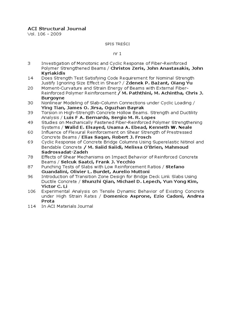 ACI Structural Journal 1-4 PDF | PDF | Reinforced Concrete | Beam (Structure)