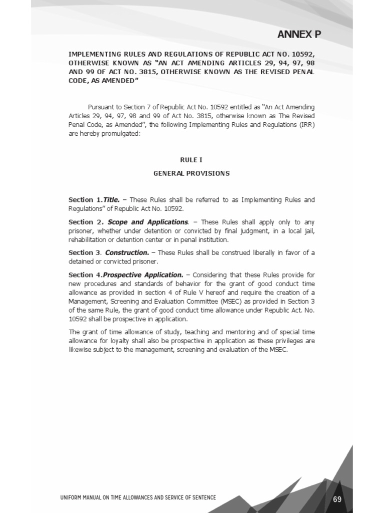 GCTA Law Implementing Rules and Regulations | PDF | Remand (Detention ... GCTA Law Implementing Rules and Regulations | PDF | Remand (Detention ...