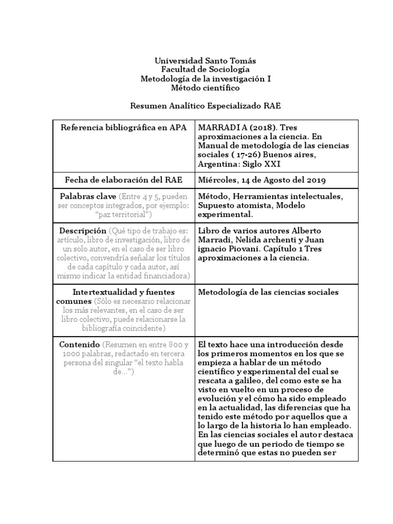 Modelo Rae | PDF | Método científico | Ciencias sociales