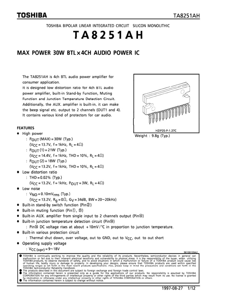 Datasheet TA8251AH | PDF