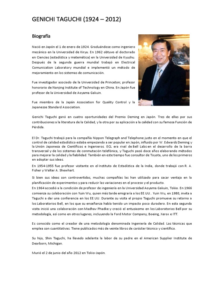 Genichi Taguchi - Biografia-Resumen | PDF | Science | sintoísmo