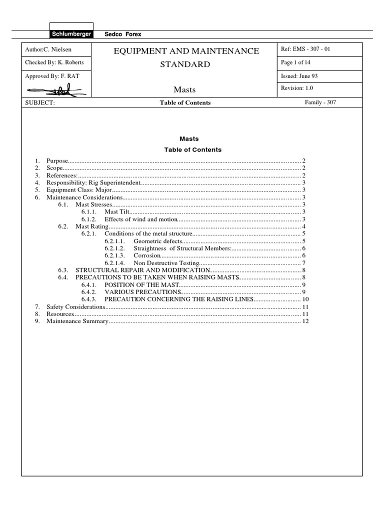 Mast Equipment & Maintenance Standard | PDF | Corrosion | Mast (Sailing)