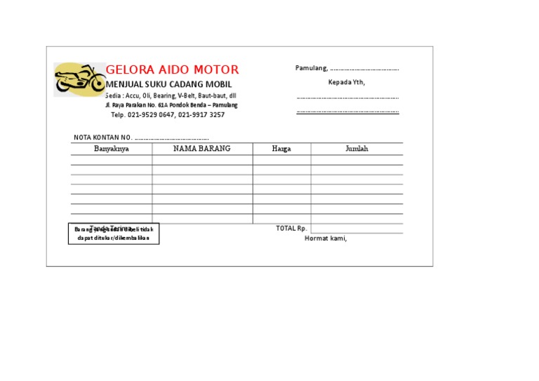 Contoh Pembuatan Nota | PDF | Griya & Taman