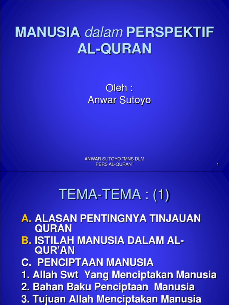 Manusia Dalam Perspektif Al-Quran (Lengkap) | PDF