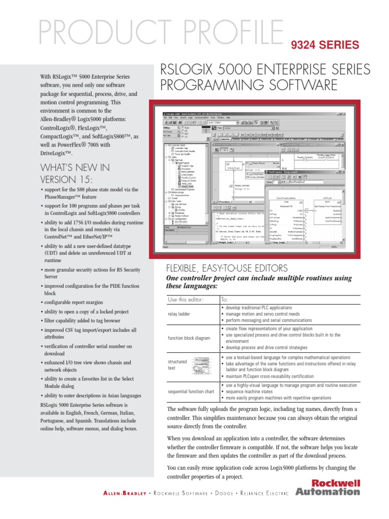 Product Profile: Rslogix 5000 Enterprise Series Programming Software | PDF | Computer Program ...