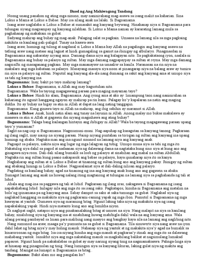 Buod Ng Ang Mahiwagang Tandang