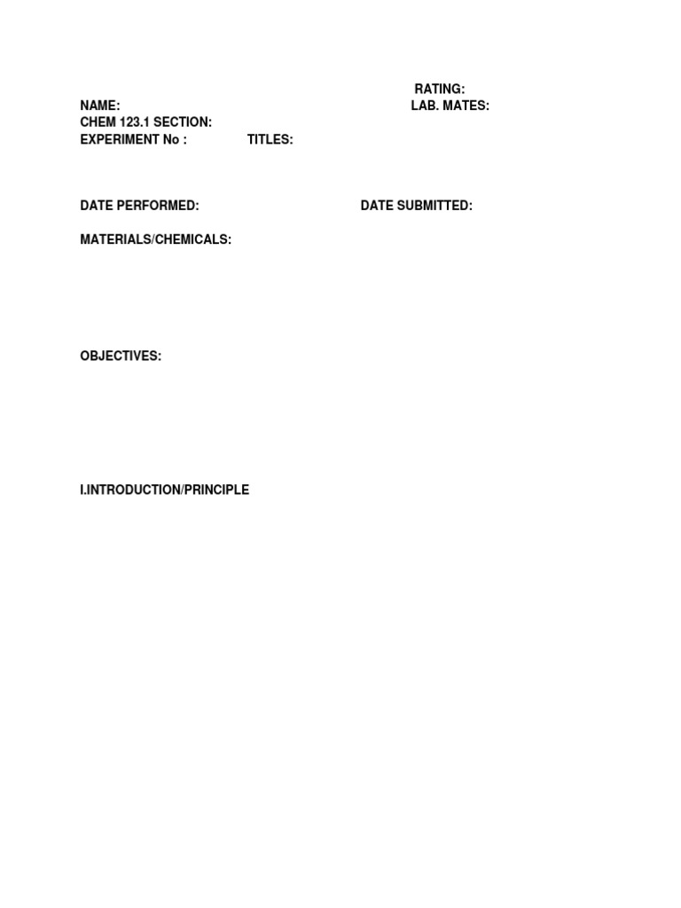 Chemistry Lab Report Template | PDF