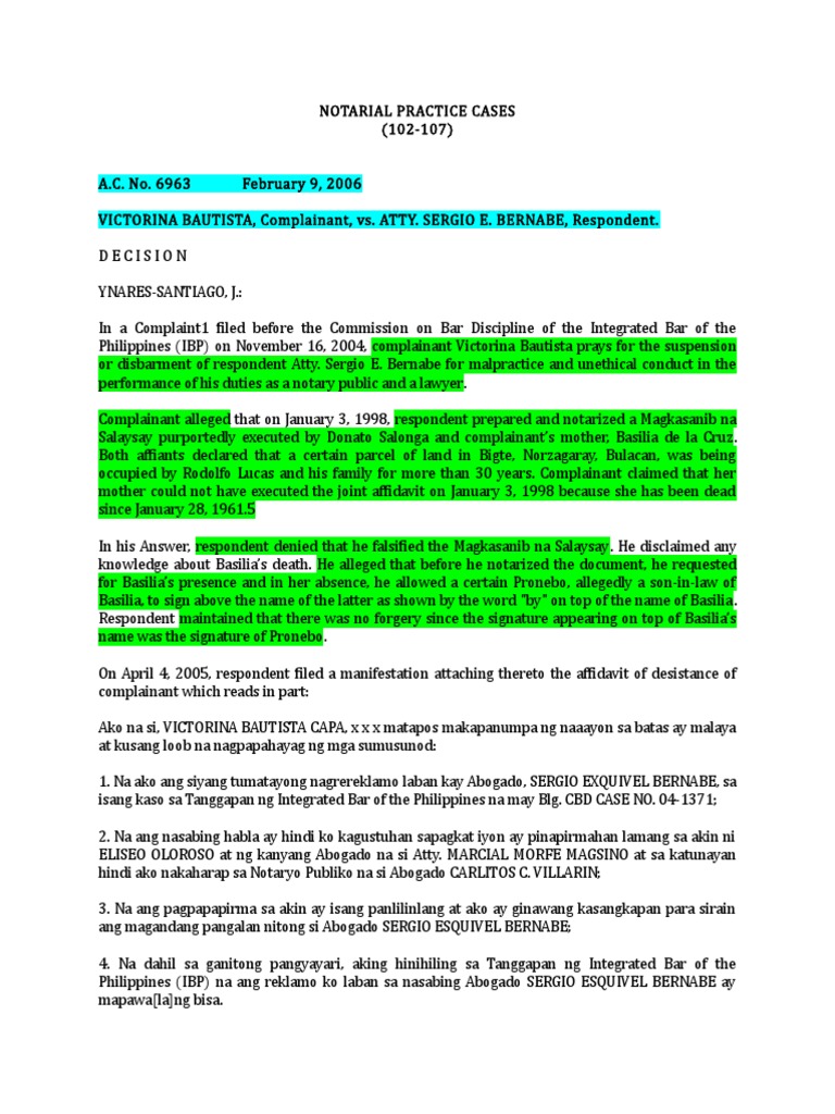 Notarial Practice Cases Summary | PDF | Notary Public | Affidavit