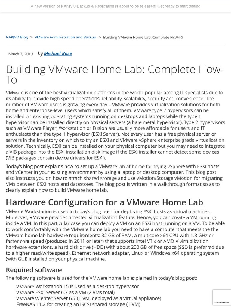Learn How To Build A VMware Home Lab in A Complete Walkthrough | PDF
