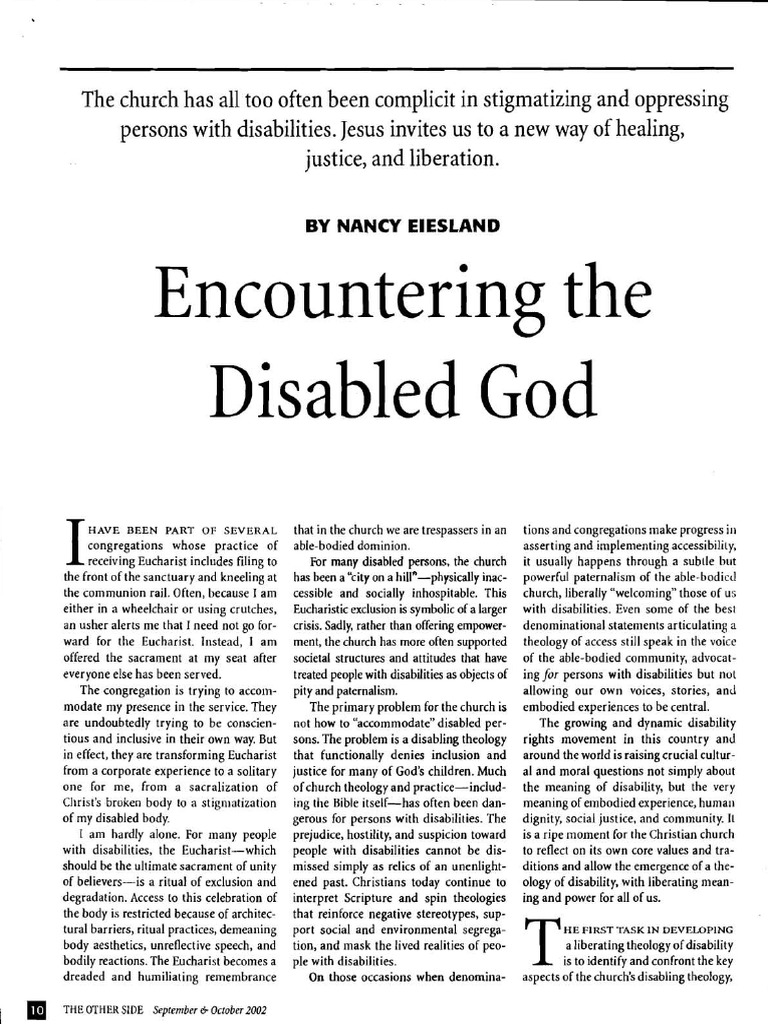 21206.eiesland Disabled God | Download Free PDF | Eucharist | Disability