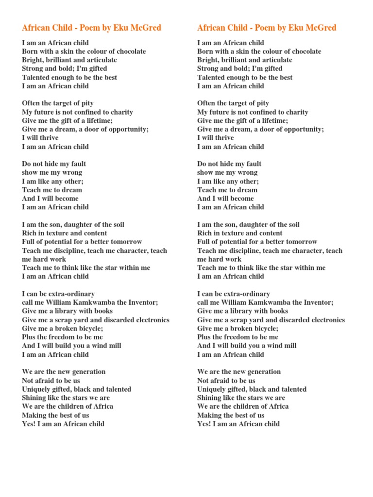 African Child - Poem by Eku Mcgred African Child - Poem by Eku Mcgred | PDF