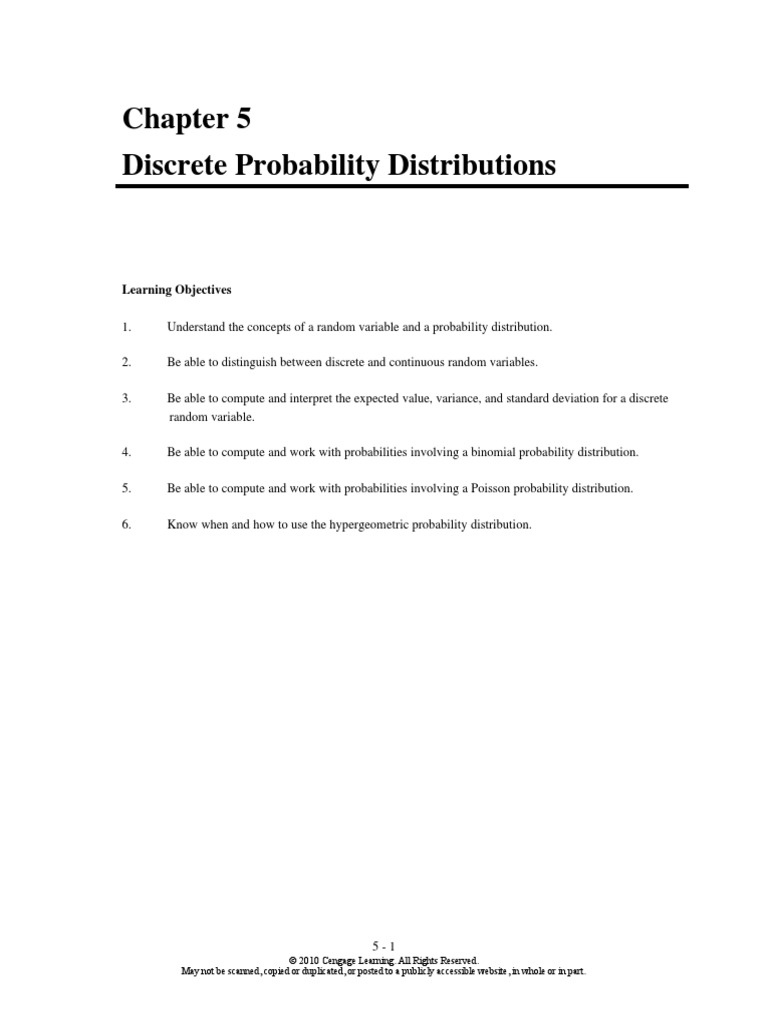 Chapter 5 Discrete Probability Distributions | PDF | Probability Distribution | Random Variable