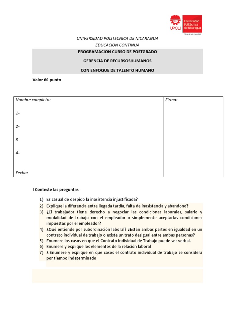 Examen Final Upoli | PDF | Derecho laboral | Gobierno