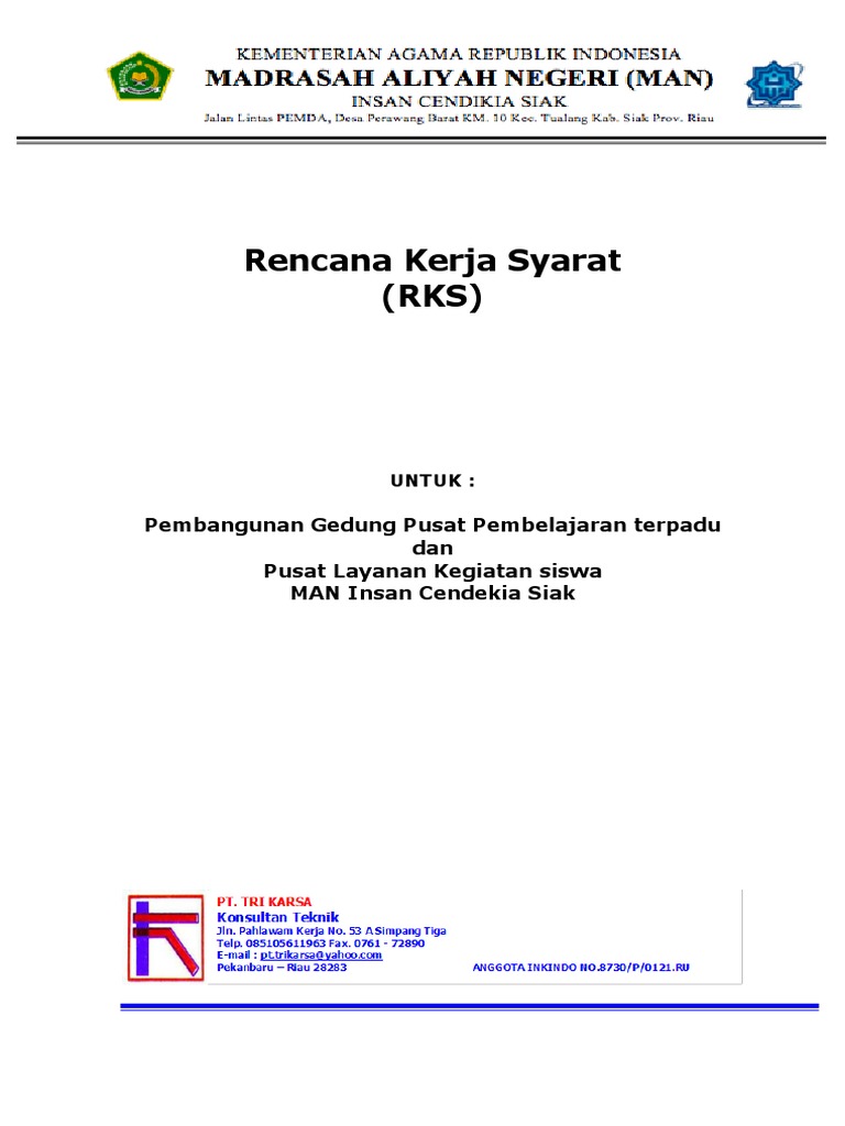 Judul yang Tepat untuk Dokumen Rencana Kerja Syarat (RKS) Pembangunan ...