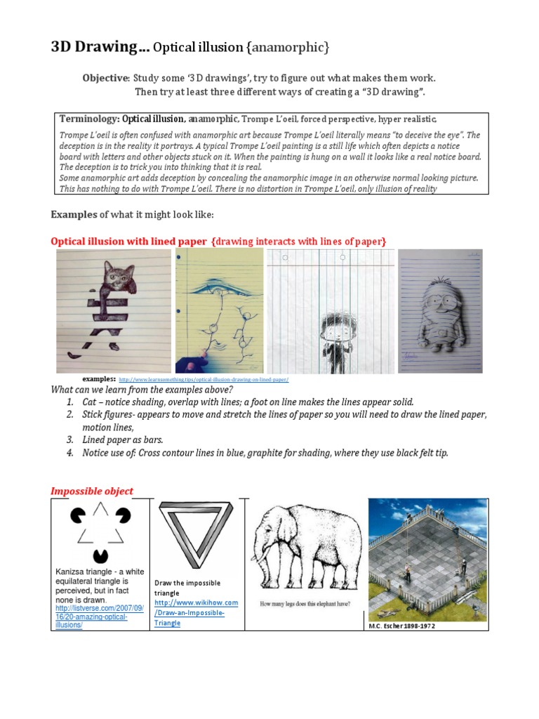 3D Drawing Optical Illusion Anamorphic | PDF | Drawing | Perspective ...