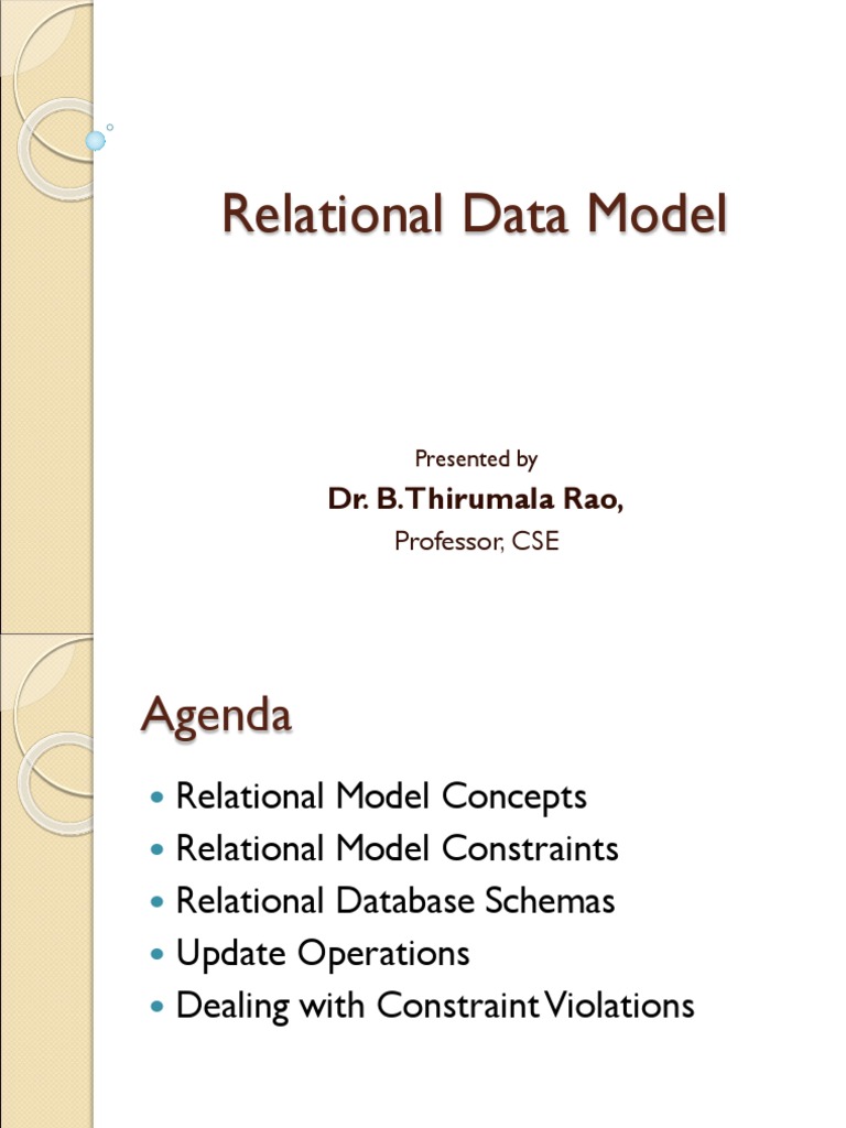Dbms Relational Data Model Ppt Relational Database Relational Model