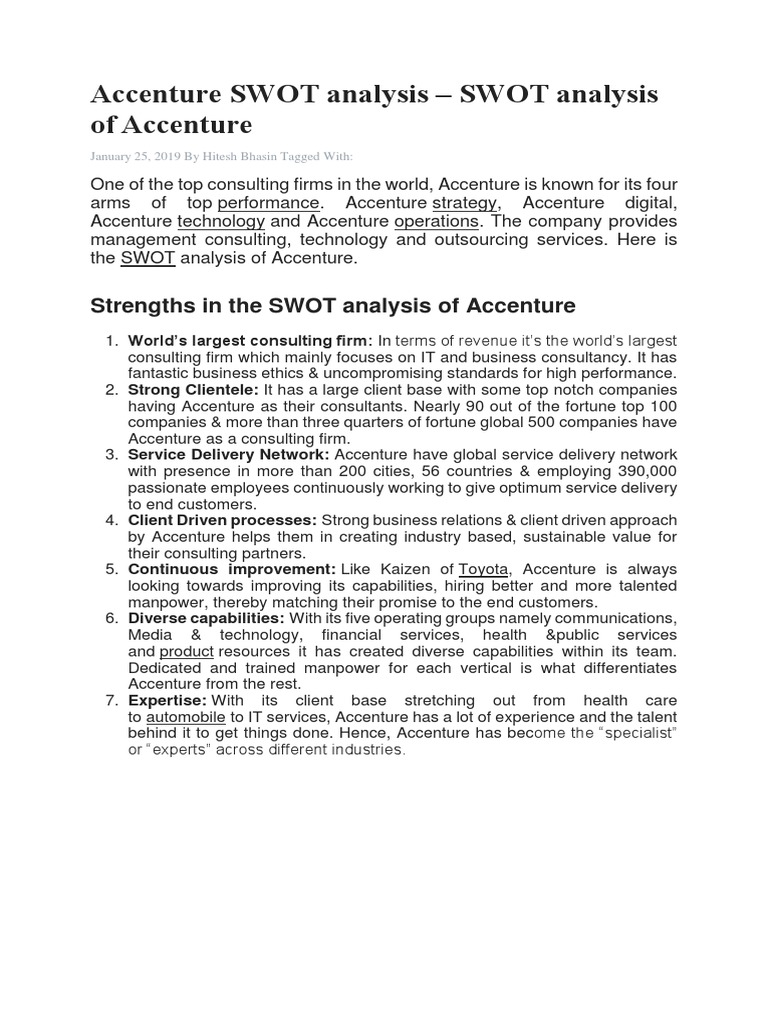Accenture SWOT Analysis | PDF | Accenture | Risk Management