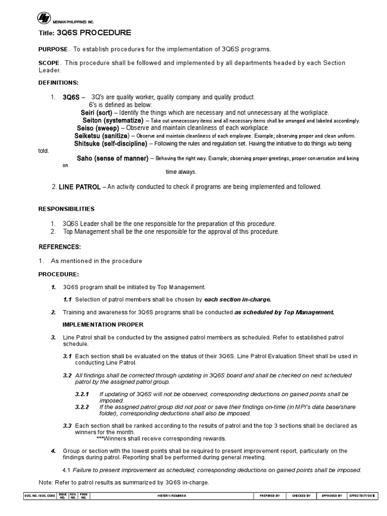 Qcl-pp-018 3q6s Procedure Rev.5 | PDF | Business