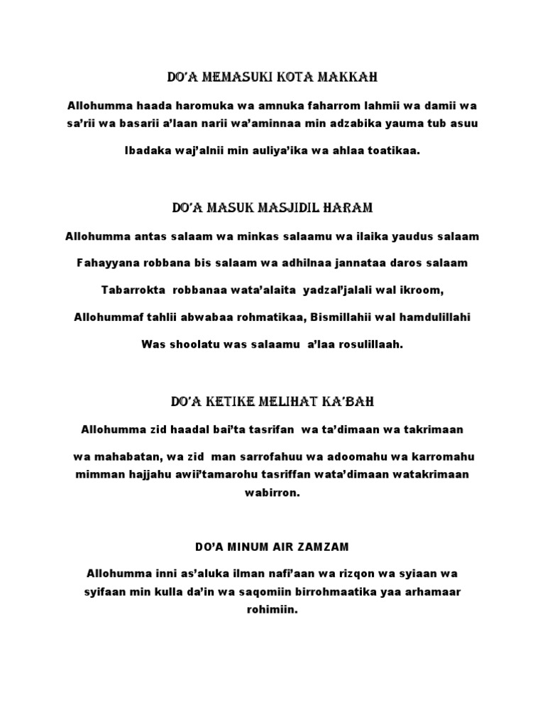 Do'a Masuk Kota Makkah | PDF