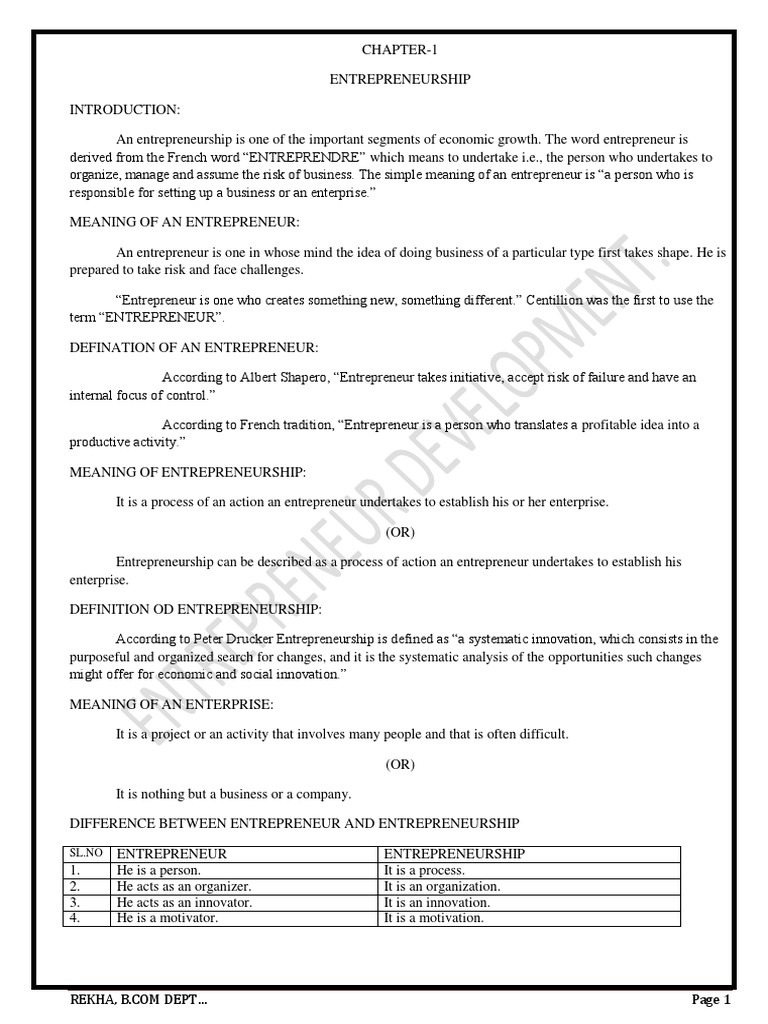 Entrepreneur Development, Ch-1 | PDF | Entrepreneurship | Economic Growth