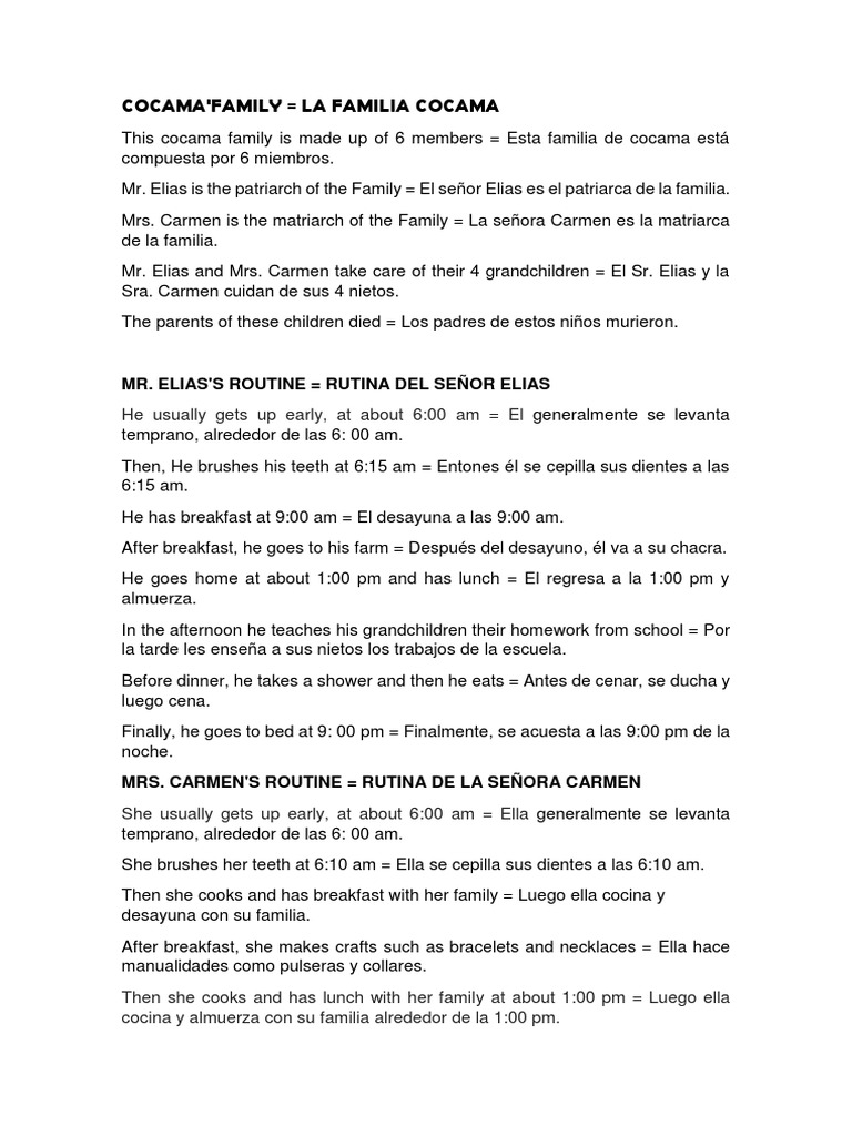 Familia Cocama-Ingles Trabajo | PDF