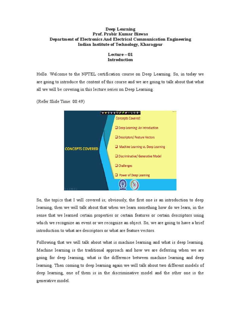 Lec 1 | PDF | Machine Learning | Deep Learning