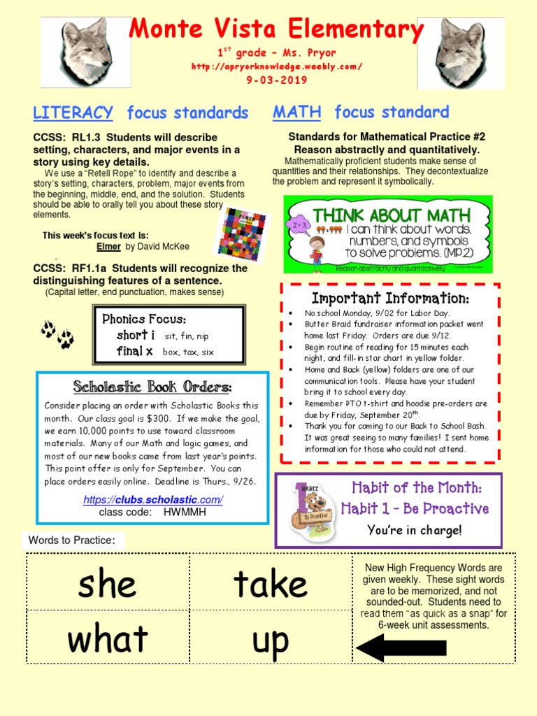 Newsletter 9-03-2019 | PDF | Teaching Mathematics | Cognitive Science