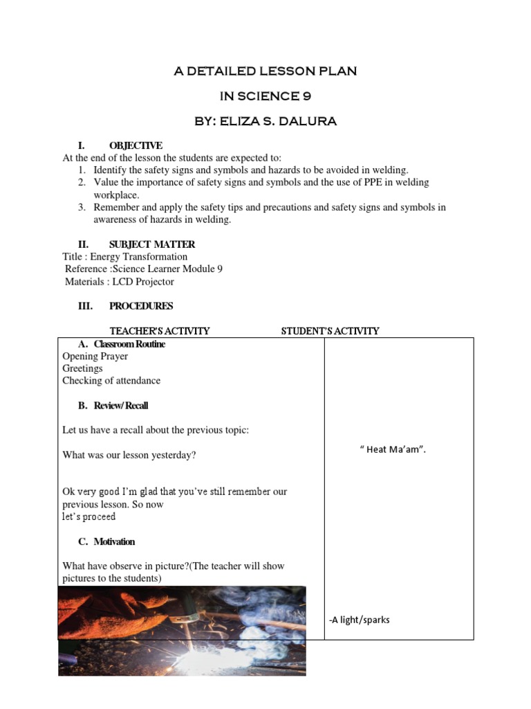 A Detailed Lesson Plan in Smaw | PDF | Welding | Construction