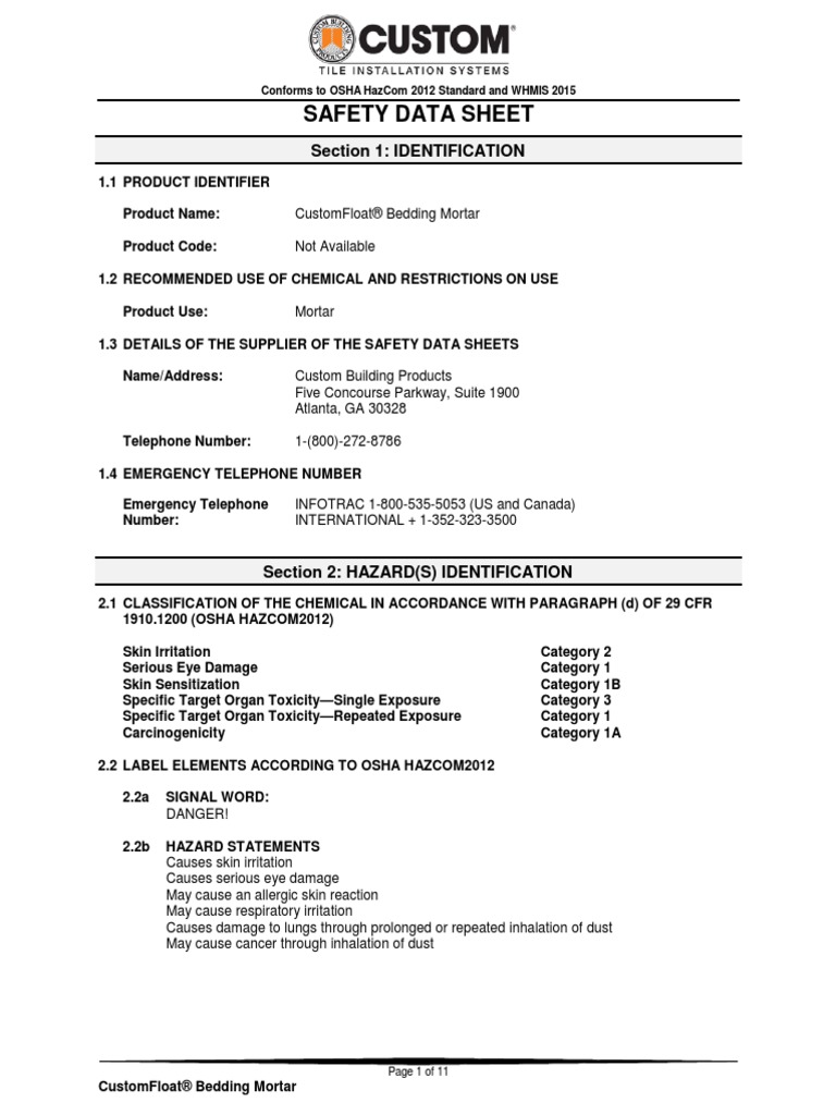 Safety Data Sheet: Section 1: Identification | PDF | Personal ...