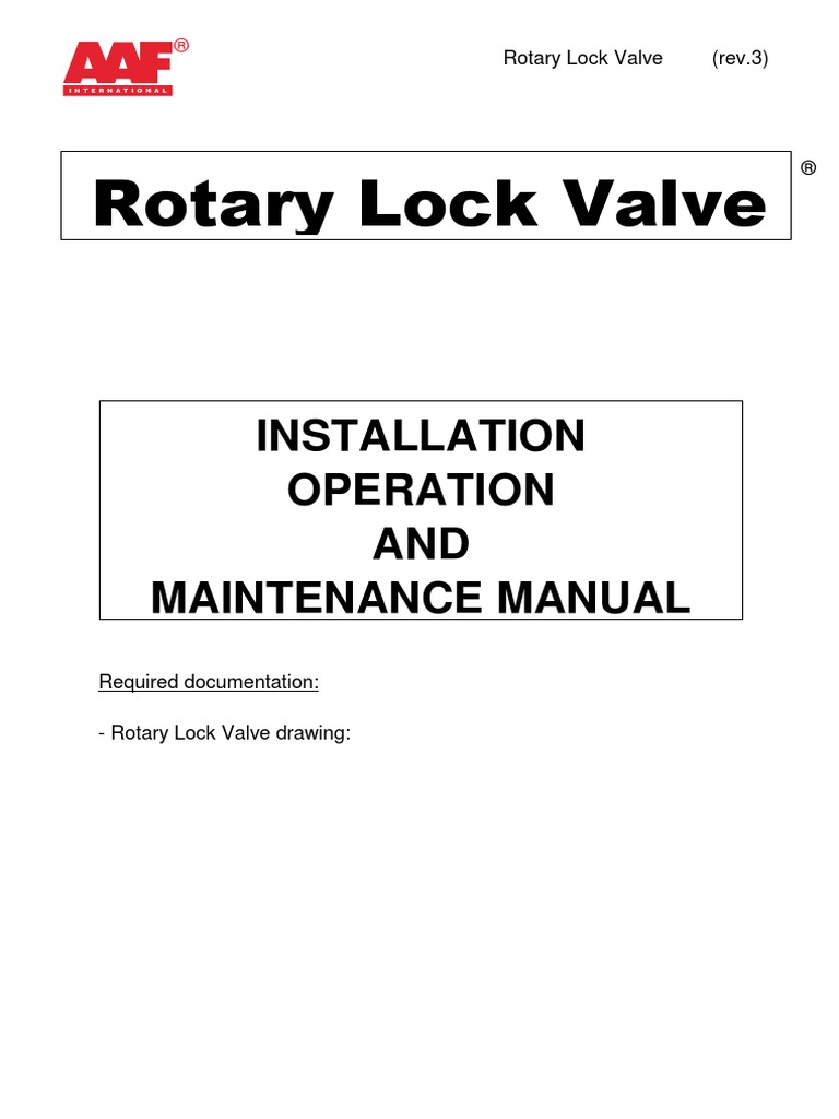 Rotary Lock Valve: Installation Operation AND Maintenance Manual | PDF ...